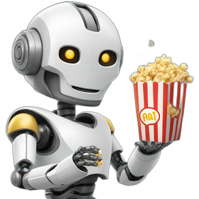 robot eating popcorn emoji | AI Emoji Generator