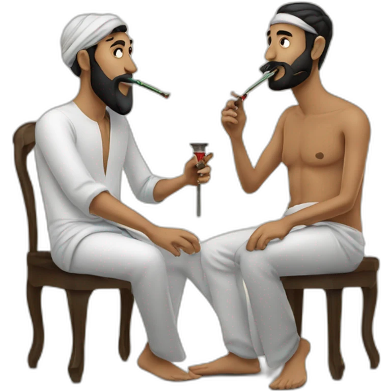 Two Middle Eastern men smoking hookah emoji | AI Emoji Generator
