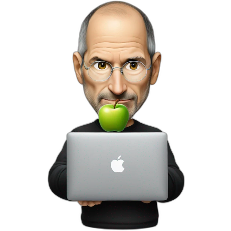 steve jobs eating an apple logo from a macbook emoji | AI Emoji Generator