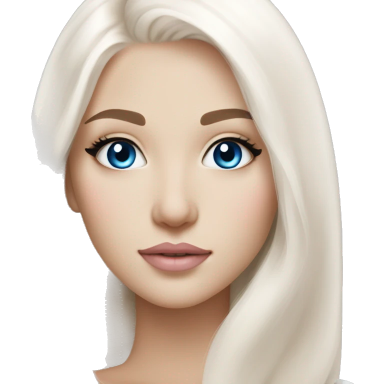 slavic girl medium length white straight hair, blue eyes, light pink ...