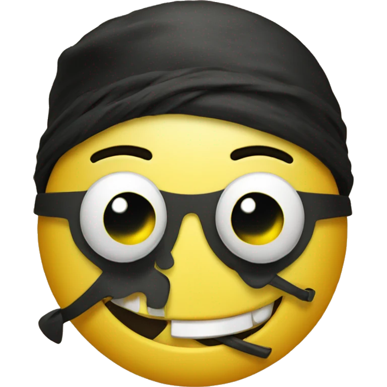 Basic yellow smiley but with pirate eye patch emoji | AI Emoji Generator