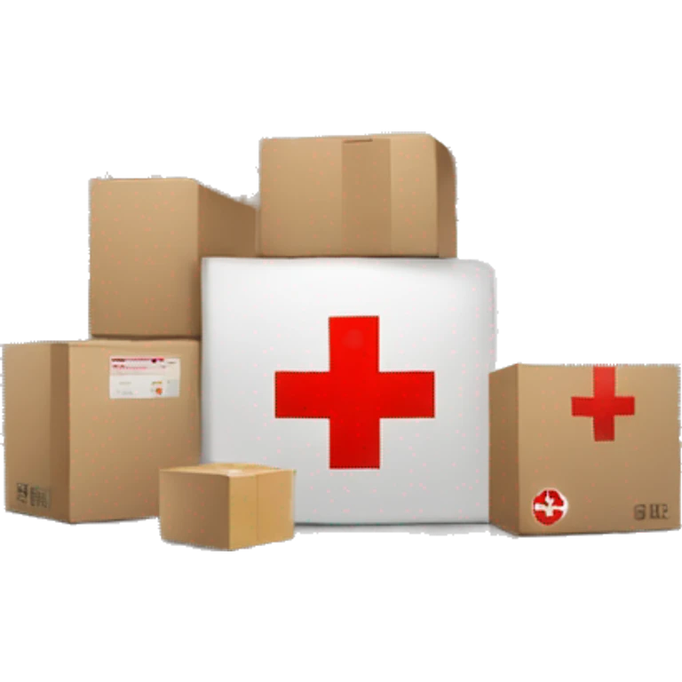 warehouse with a red cross emoji | AI Emoji Generator