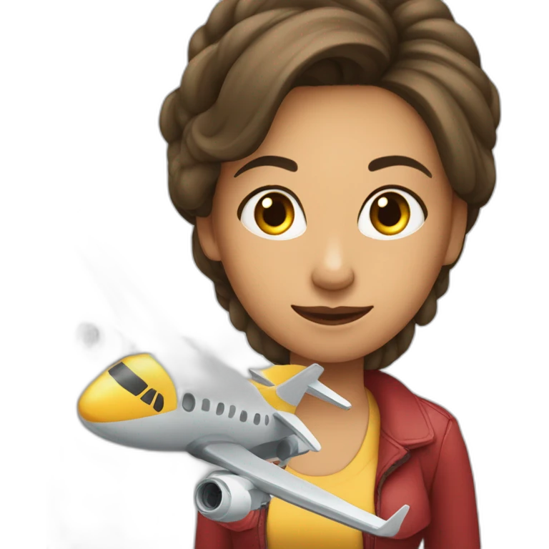 Mujer bonita cargando con un avion emoji | AI Emoji Generator
