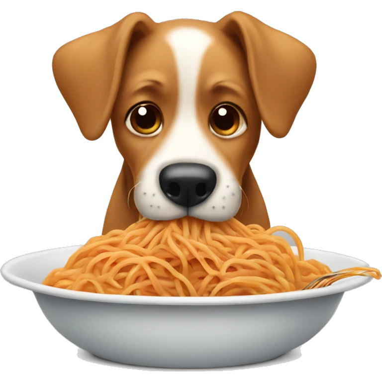 Dog eating spaghetti emoji | AI Emoji Generator