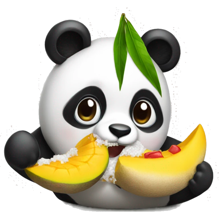 Panda eating mango sticky rice emoji | AI Emoji Generator