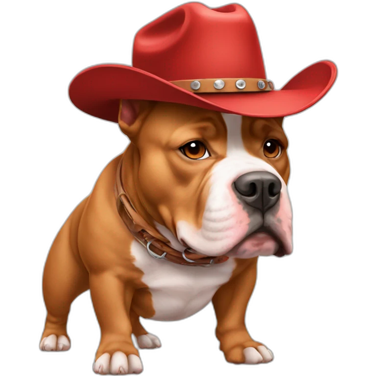 Red monochrome American bully with cowboy hat emoji | AI Emoji Generator