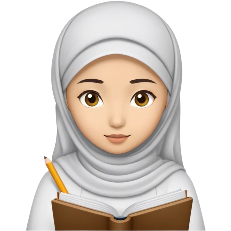 a white young asian muslim woman studying emoji | AI Emoji Generator