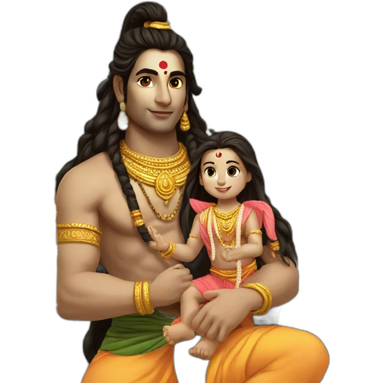 lord shiva holding his daughter emoji | AI Emoji Generator