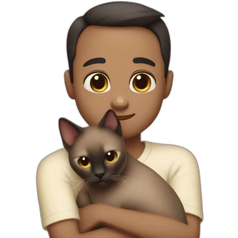 Siamese cat Hug boy emoji | AI Emoji Generator