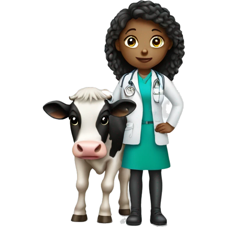 Girl vet with cow emoji | AI Emoji Generator