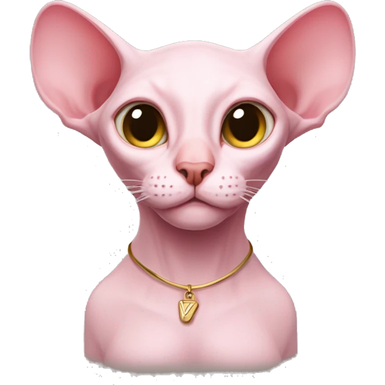 Pink sphinx cat uses new airpods emoji | AI Emoji Generator