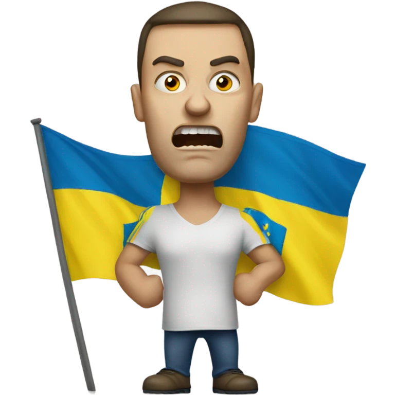 realistic angry Ukrainian with ukranian flag emoji | AI Emoji Generator