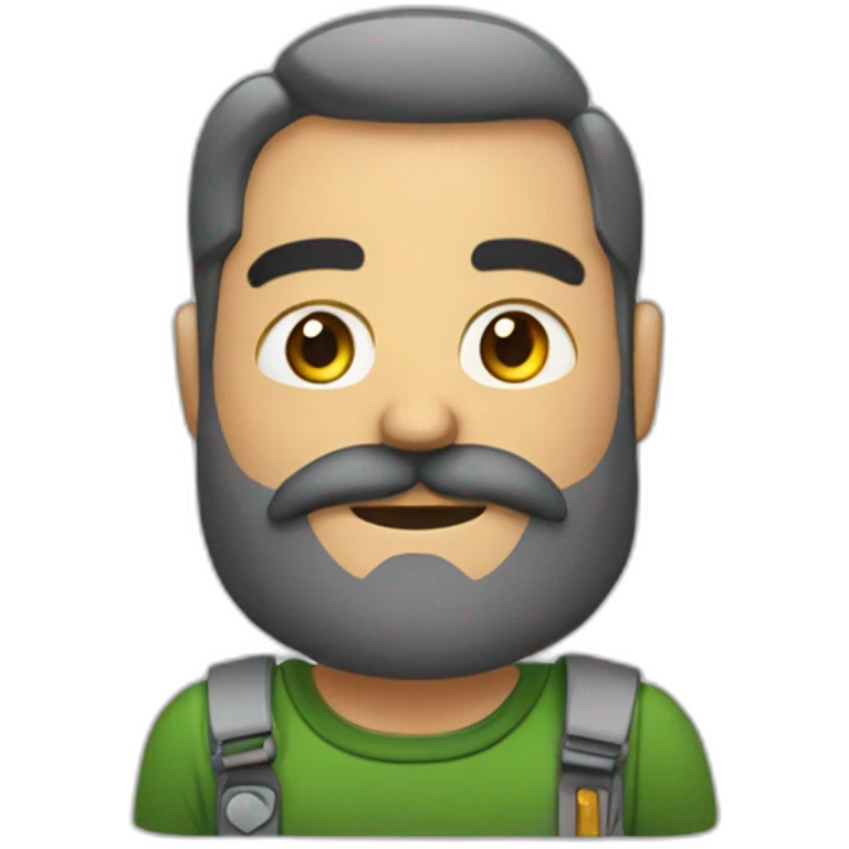 Calvo con barba y máquina de fotos emoji | AI Emoji Generator