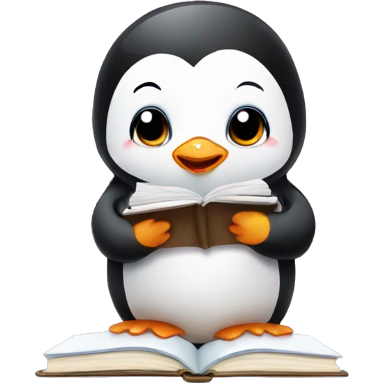 Baby cute penguin doing homework emoji | AI Emoji Generator