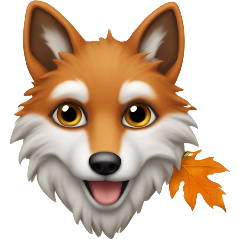 Volpe che cammnai su foglie arancioni emoji | AI Emoji Generator
