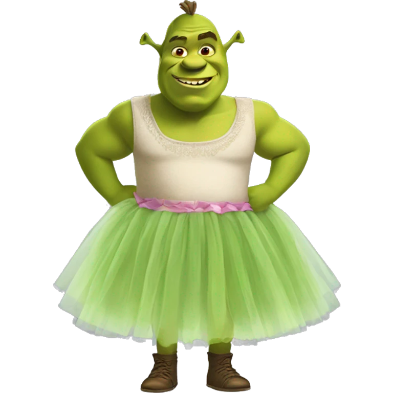 shrek wearing a tutu emoji | AI Emoji Generator