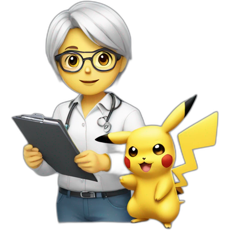 pikachu therapist with glasses and clipboard emoji | AI Emoji Generator