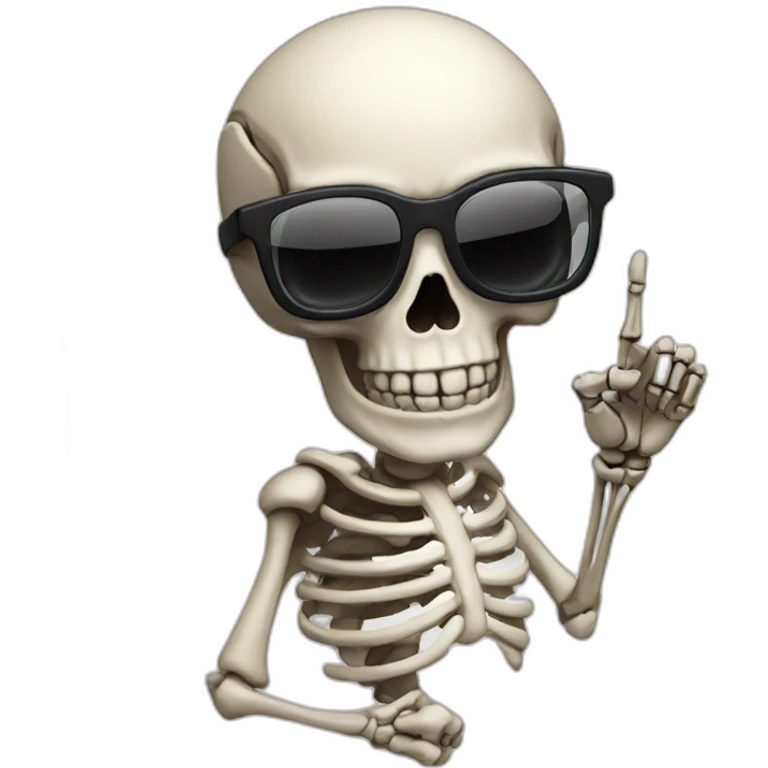 Nerd skull with skeleton finger pointing up emoji | AI Emoji Generator