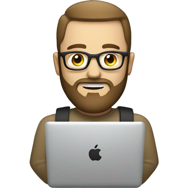 A white man with a beard and a macbook, coding emoji | AI Emoji Generator