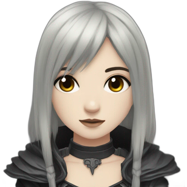 goth,girl,ash color hair,dark-souls,long,adorable emoji | AI Emoji ...