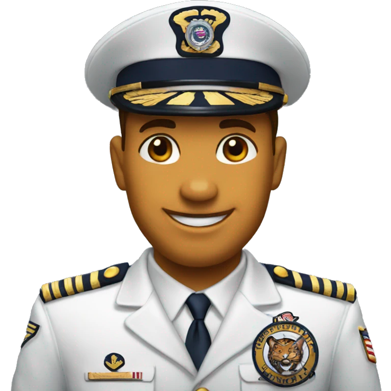 Happy Tiger face emoji in us navy chief uniform emoji | AI Emoji Generator