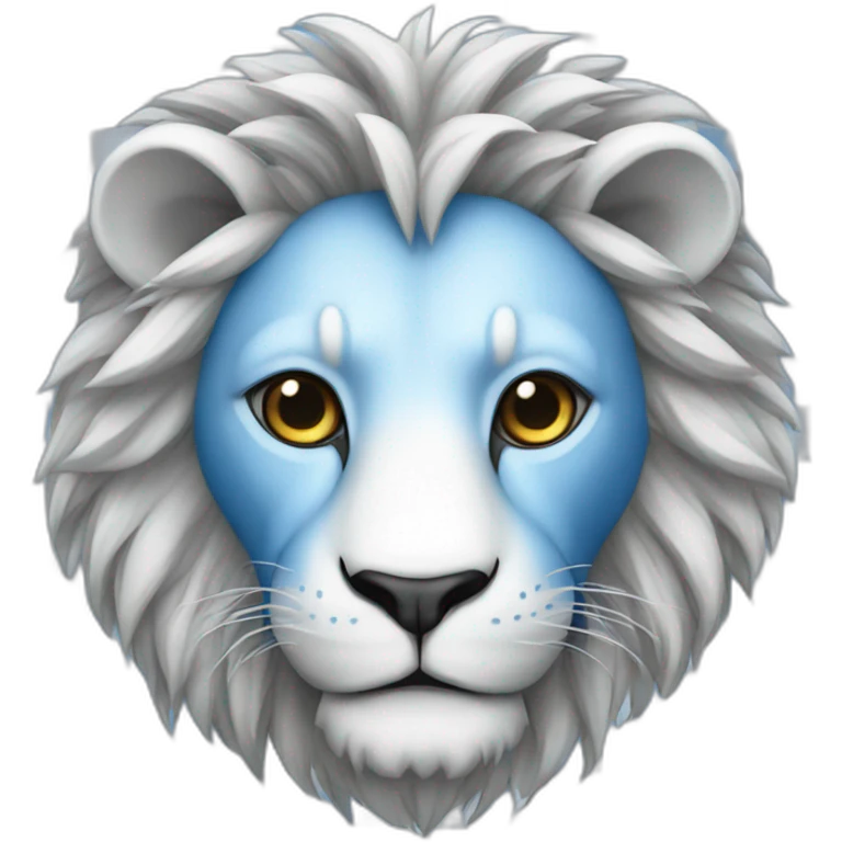 lion in mask blue-white checkerboard color emoji | AI Emoji Generator
