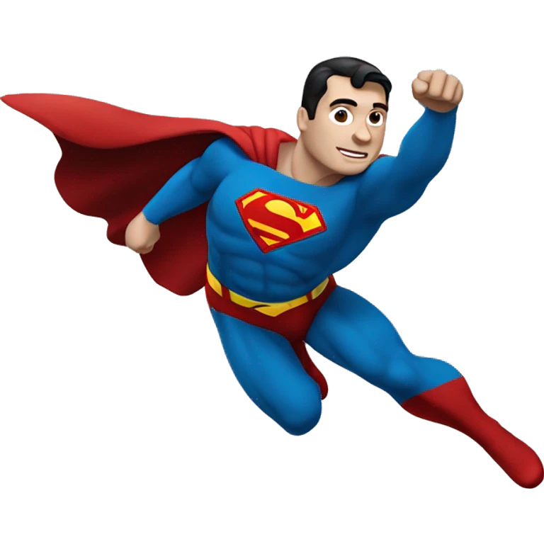 superman flying to the right with his whole body and hands aligned to ...