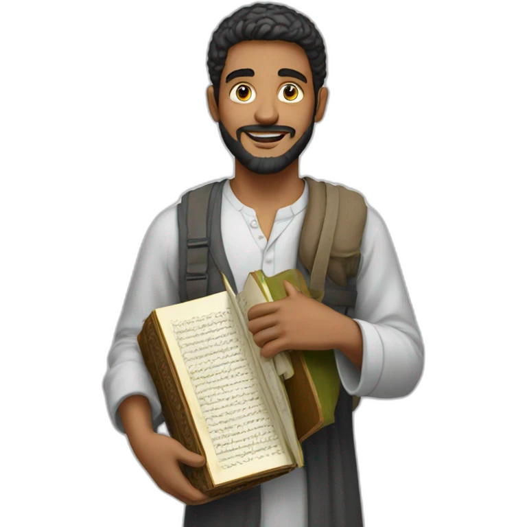 a man carrying the quran in his hand emoji | AI Emoji Generator