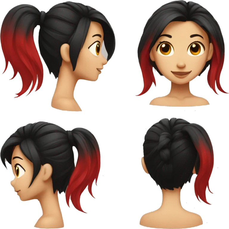 girl split red and black hair emoji | AI Emoji Generator