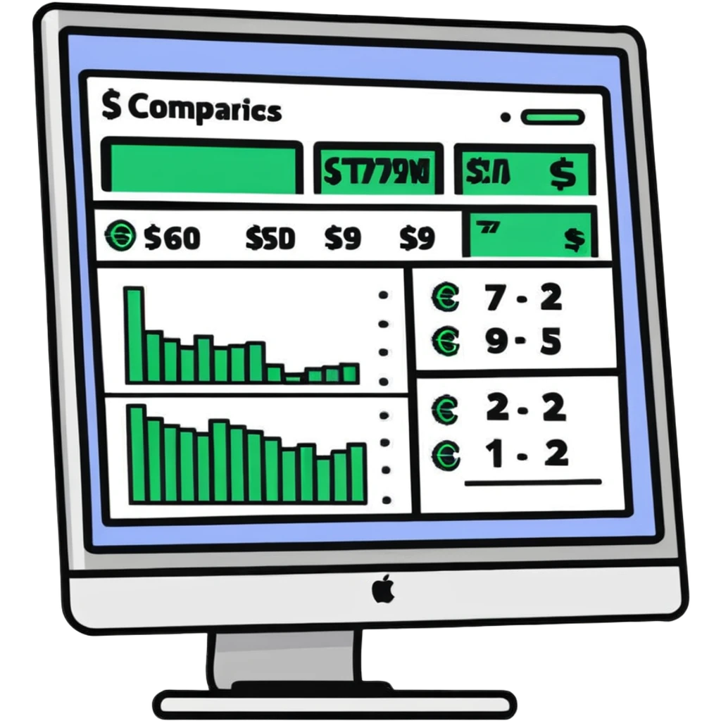computer screen with price comparison dashboard showing multiple ...