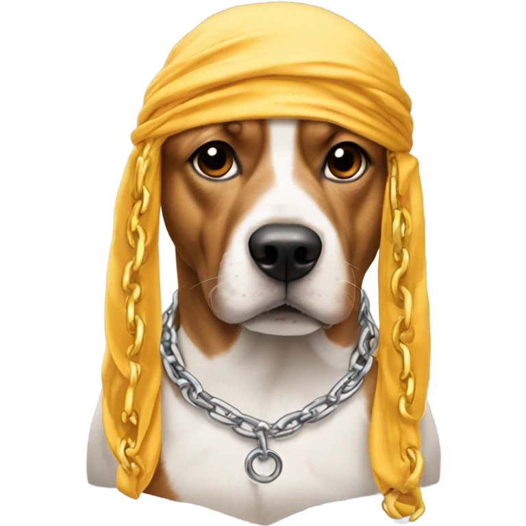 Dog wearing chain with a durag on emoji | AI Emoji Generator