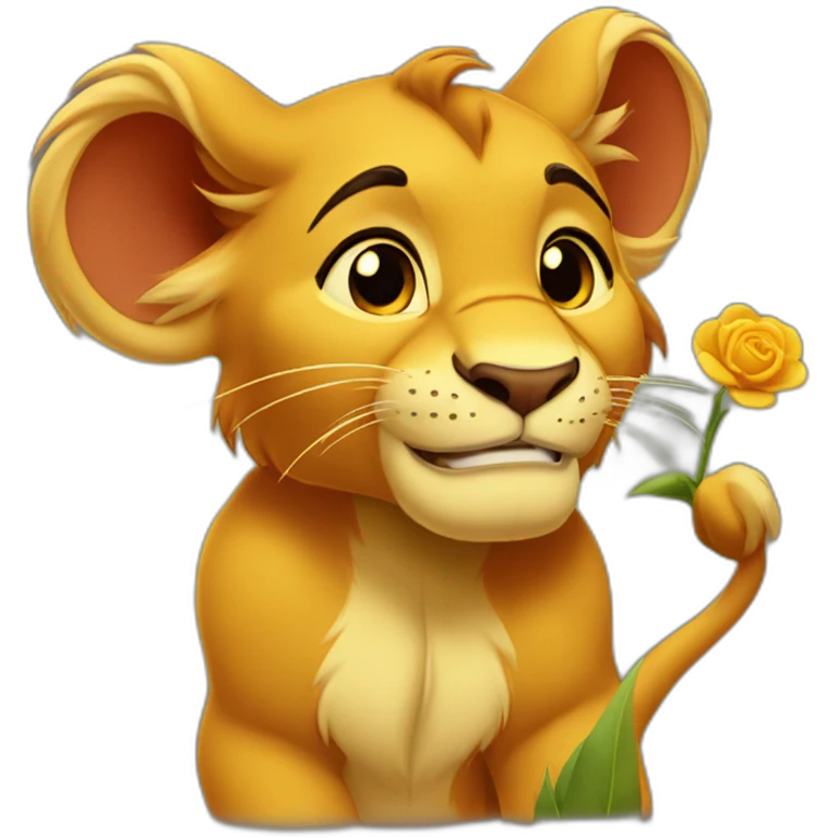 Simba Disney avec une fleur emoji | AI Emoji Generator