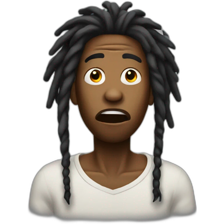 Shocked black man with dreadlocks emoji | AI Emoji Generator