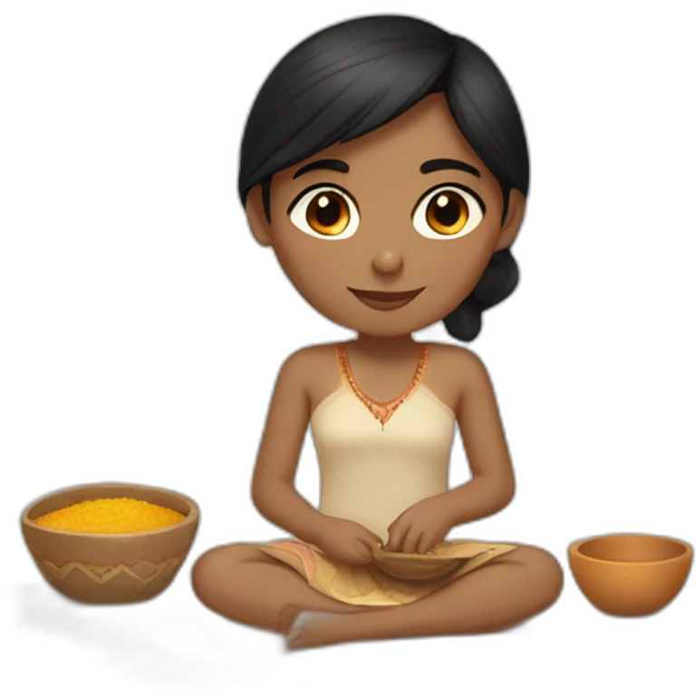 fair skin straight black hair indian girl fair skin doing potery emoji ...