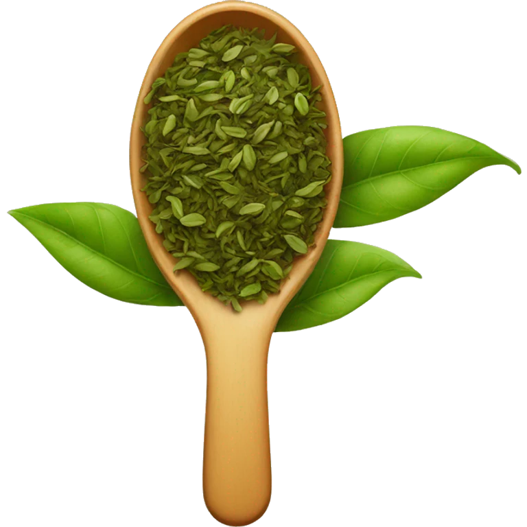 spoon with chopped tea leaf emoji | AI Emoji Generator