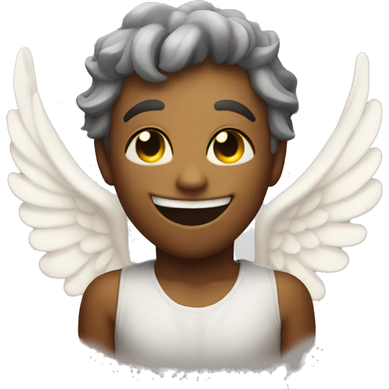 A gentle smile in a demon form shape with an angel halo emoji | AI ...