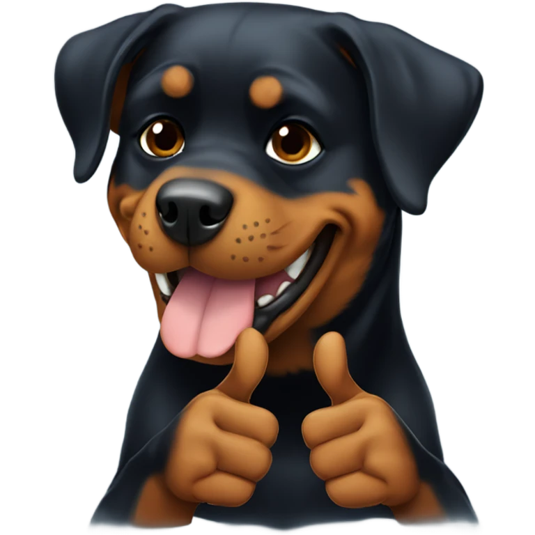 Rottweiler giving a thumbs up emoji | AI Emoji Generator