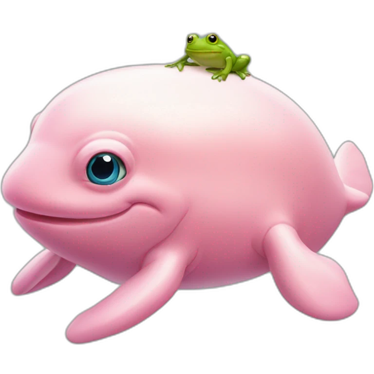 Pink beluga whale with the face of a frog emoji | AI Emoji Generator