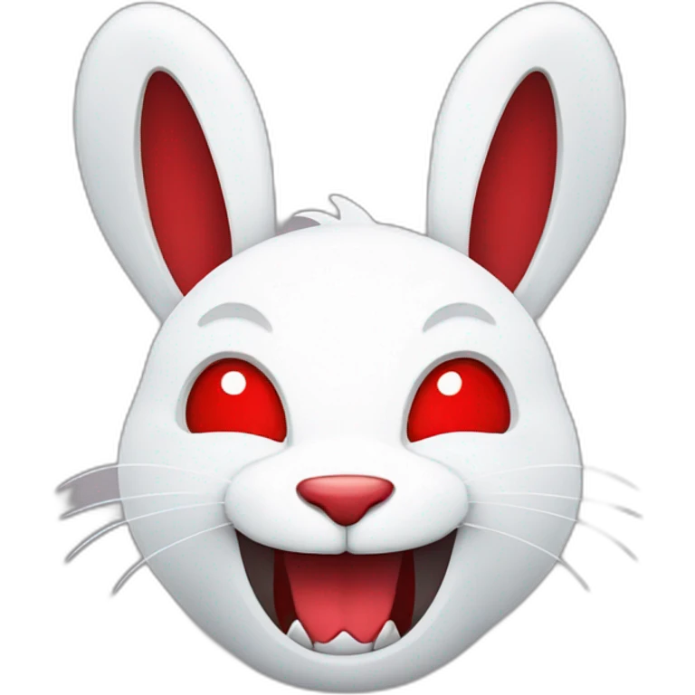evil white rabbit with sharp fangs with red around mouth emoji | AI ...