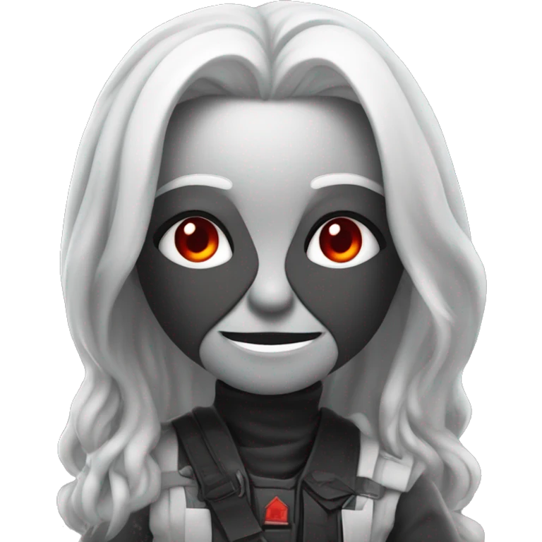 Specter, with long silver hair and red eyes, wears a revealing black ...
