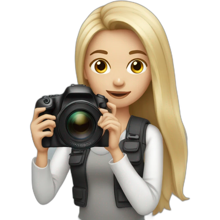 Female photographer taking a picture light skinned long hair emoji | AI ...