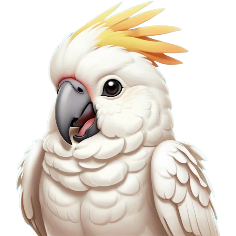 Cinematic Cute Yawning Cockatoo Portrait Emoji, Head tilted slightly ...