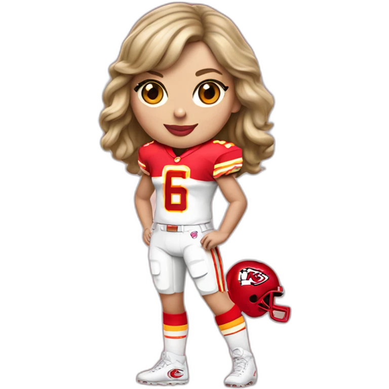 Taylor Swift in a Kansas City Chiefs uniform emoji | AI Emoji Generator