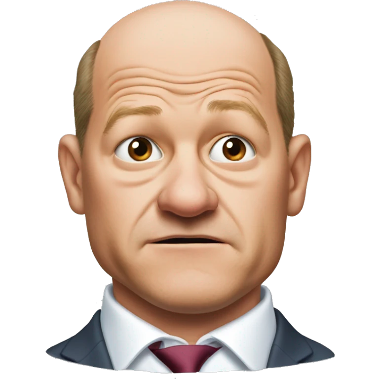 photorealistic Olaf Scholz embarrassed, guiltily shrugs sad emoji | AI ...