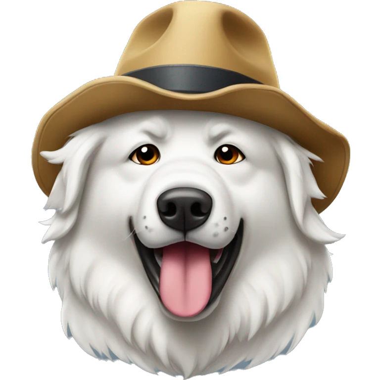 Angry Great Pyrenees in a hat emoji | AI Emoji Generator