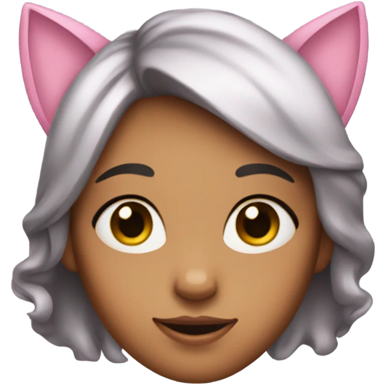 A girl with cat ears, shy, with a pink blush on her cheeks emoji | AI ...