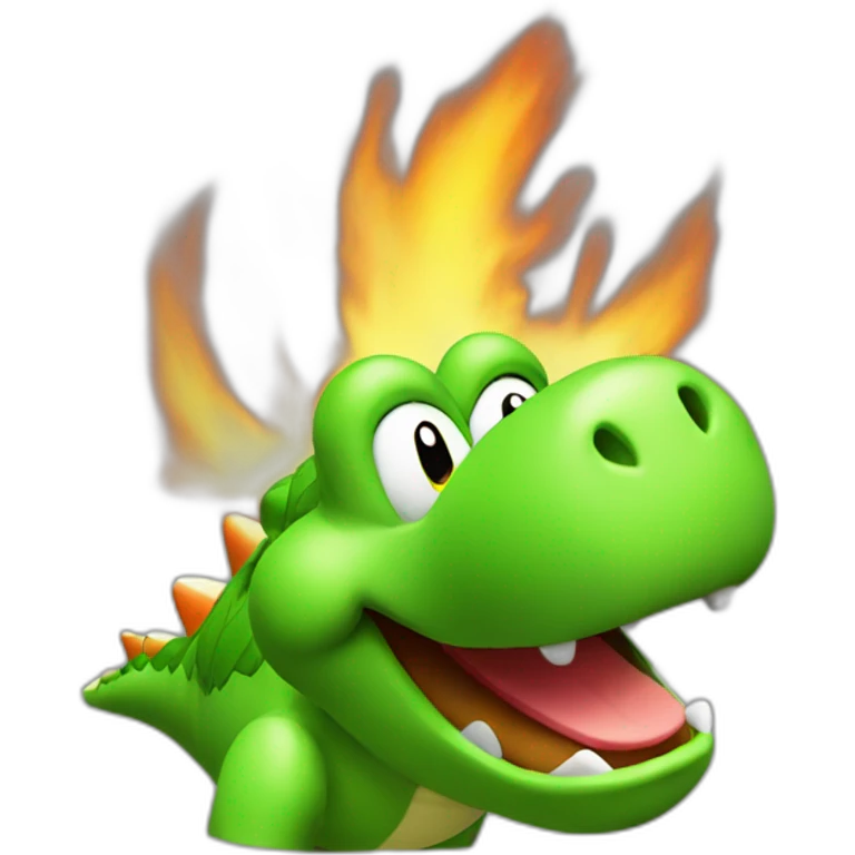 Yoshi from Mario Party; head only; breathing fire emoji | AI Emoji ...