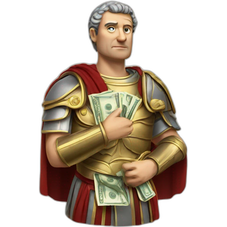 rome imperator with cash in hands emoji | AI Emoji Generator