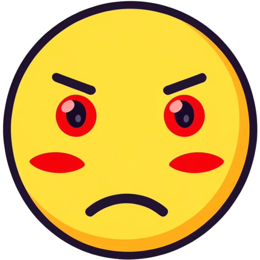 Normal yellow face emoji, tired eyes, red eyes, emoji | AI Emoji Generator