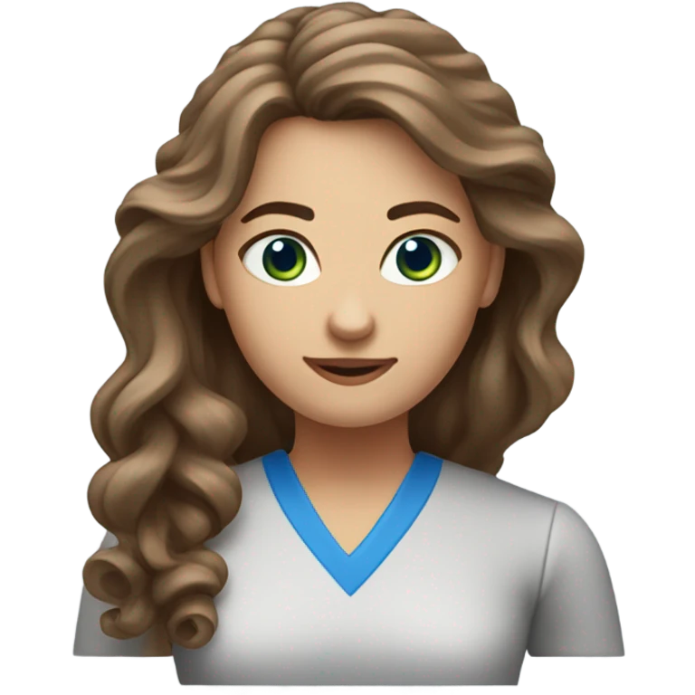 Create a female PE teacher emoji. She must have long brown volumed ...
